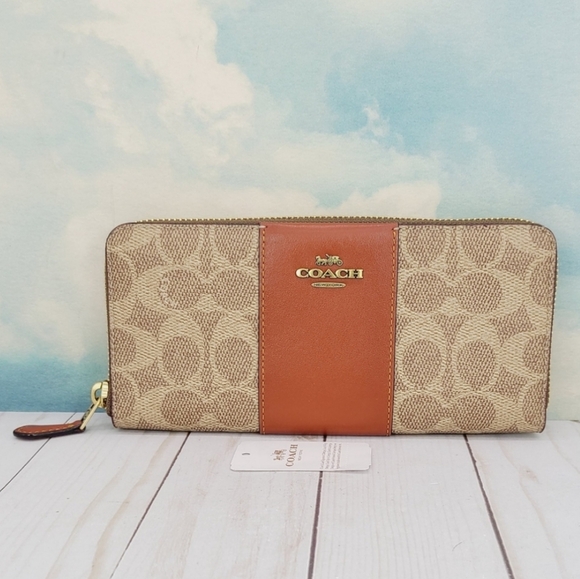 Coach | Bags | Coach Accordion Zip Wallet Tan Rust | Poshmark